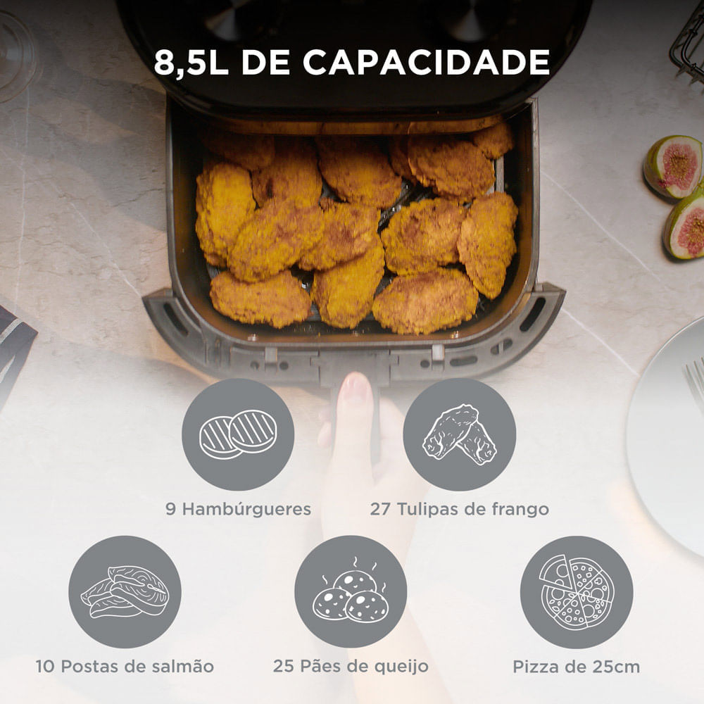 Fritadeira Air Fryer 8,5L Wide Max Cyclone Preta | Midea