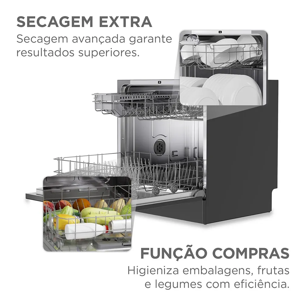 Lava Louças 8 Serviços Cinza Touch Plus | Midea